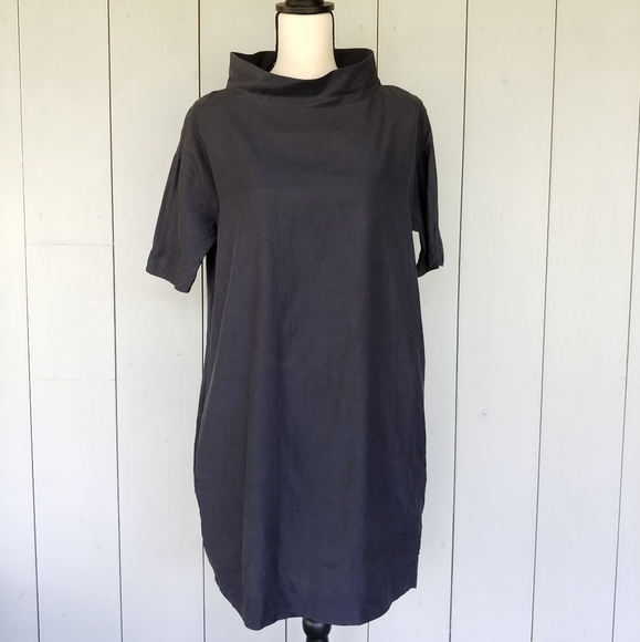 COS | Dresses | Cos Black High Neck Short Sleeve Shift Dress | Poshmark